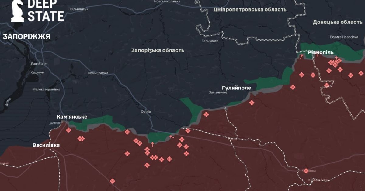 Війна проти РФ: DeepState оцінив загрозу наступу РФ на Запоріжжя