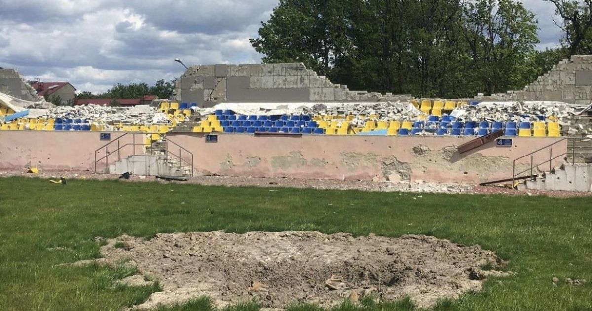 Russian invaders destroyed the stadium in Kharkiv, where the Ukrainian ...